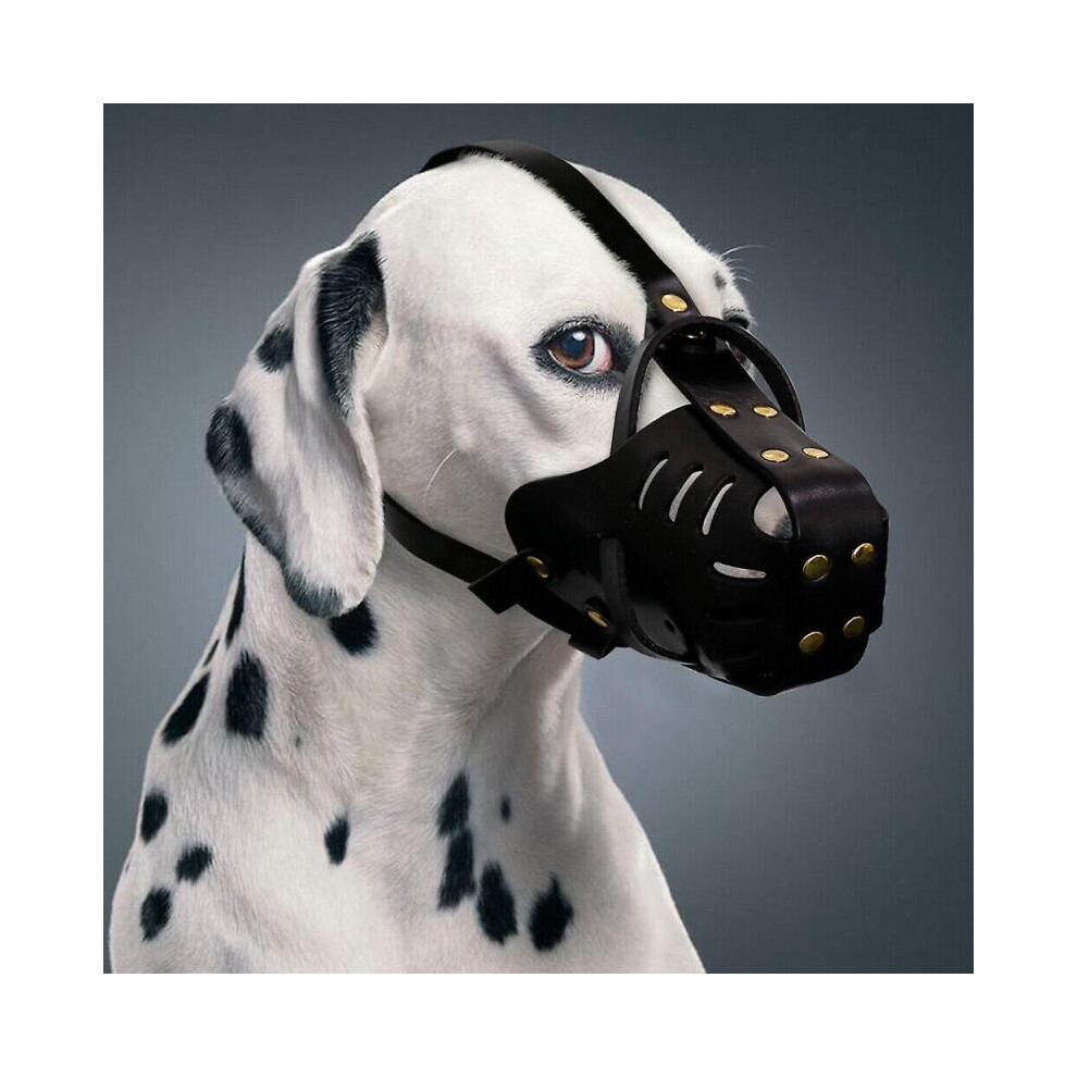 (Black) Leather Pitbull Dog Muzzle Doberman German Shepherd Secure ...