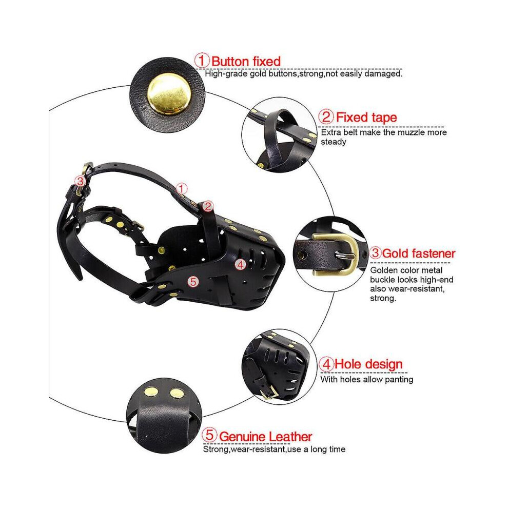 (Black) Leather Pitbull Dog Muzzle Doberman German Shepherd Secure ...