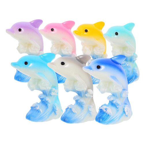 Dolphin Miniature Resin Figurines 7-Piece Aquarium Decor Set, Dolphin ...