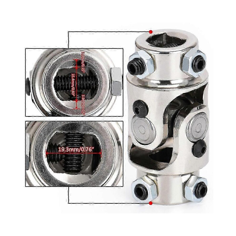 (One head has teeth) Universal Joint Steering Shaft 3/4"DD x 3/4"DD ...