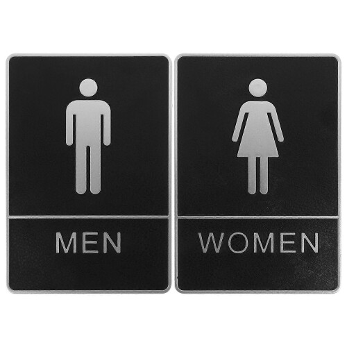 2pcs Self-adhesive Toilet Sign Plastic Restroom Door Sign Men Women ...