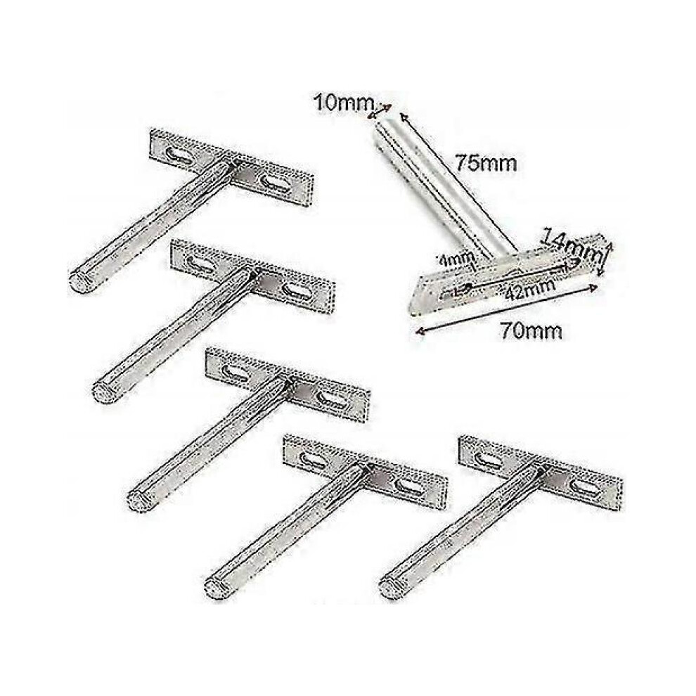 6pcs Concealed Shelf Support Floating Shelf Brackets T Brackets Fixings ...