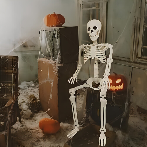 (White 90CM) 1pc Extra Large Halloween Skeleton - Poseable with Moving ...