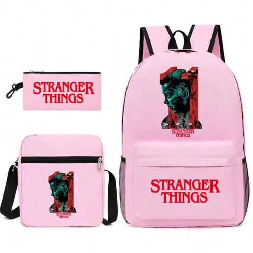 (Pink figure 1 pencil case) Stranger Things Print Bapa Single oulder ...