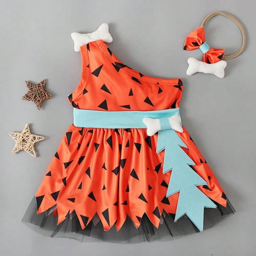 (black, 90) Kids Bam Bam Costume Caveman Cavegirl Stone Age Outfit for ...