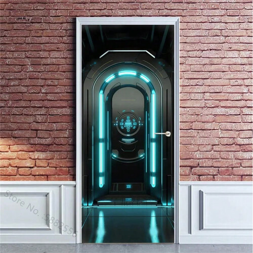 (3, 77x200cm) Self-adhesive Retro Tech Analog Door Sticker Home Decor ...
