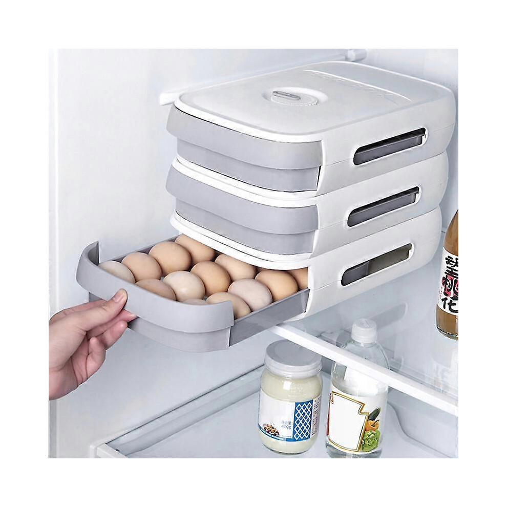 (B) Refrigerator Fresh Egg Carton Drawer Type Kitchen Storage Box With ...