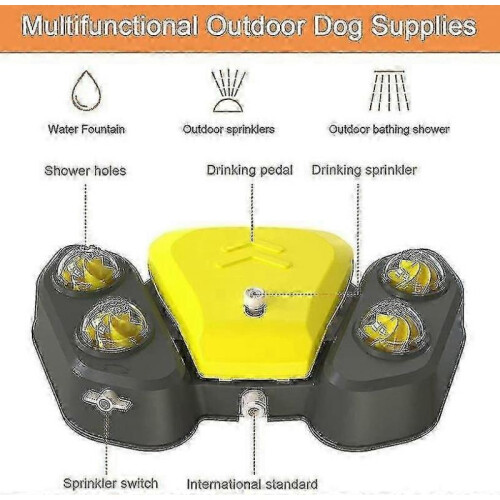 (Yellow) Dog Sprinkler Outdoor Canine Water Fountain Easy Paw Activated ...