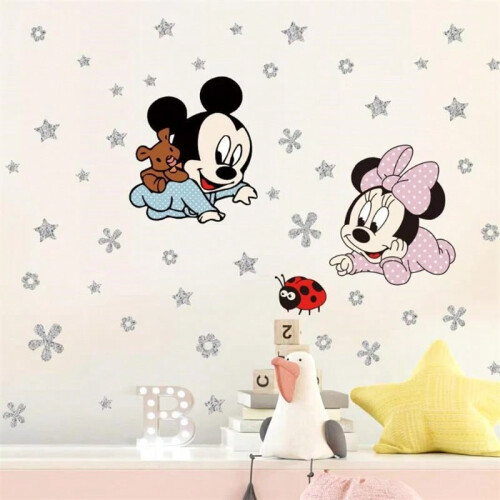 (20) MINISO Cute Cartoon Mickey Minnie Mouse Baby Home Stickers ...