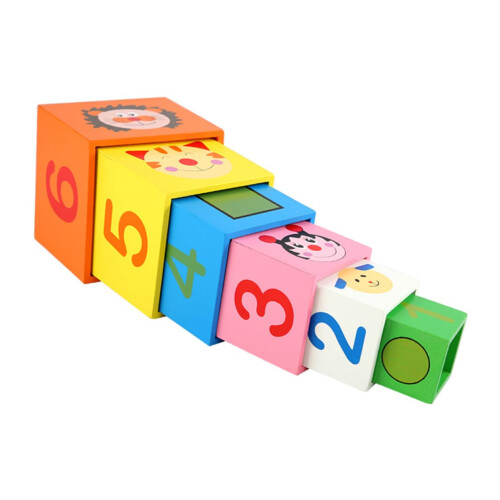 6 Layer On Layer Preschool Stacking Block Toy Wooden Building Blocks ...