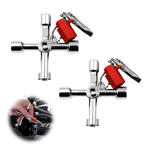 4-Way Multifunctional Utility Keys Pack of 2, Square Key for Electric ...
