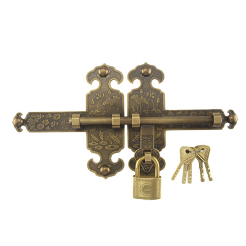 (lotus 32cm) Vintage Brass Door Latch Set With Elegant Lotus Bat ...
