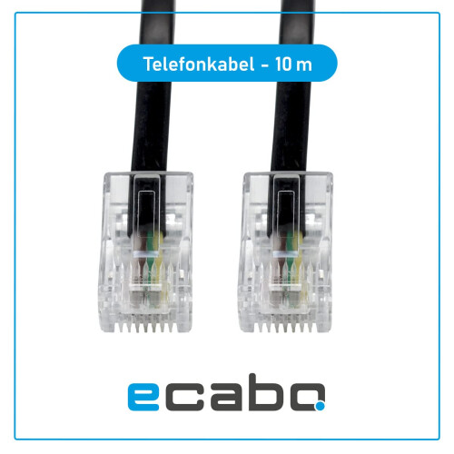 10102 10m Modular Telephone Cable 2x RJ45 Plugs 4-Core 8P4C Flat Cable ...