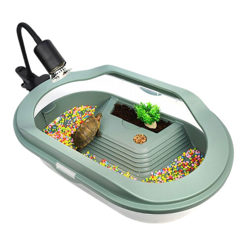 Water Turtle Tank - Reptile Terrarium with Drainage, Sunning Spot and ...