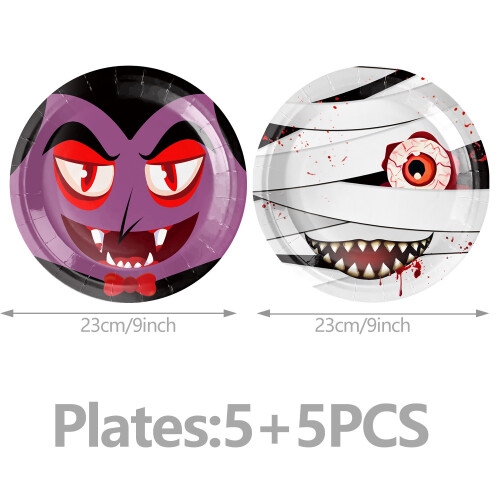 (Halloween 9-inch plate 10 pieces) Halloween theme party supplies ...