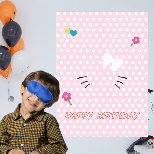 (Cherry Bow Poster) kt cat theme party supplies kt cat blindfold game ...