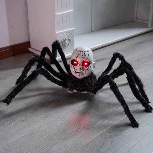 Halloween Animatronic Doll Face Spider Motion Activated Glowing Eyes ...