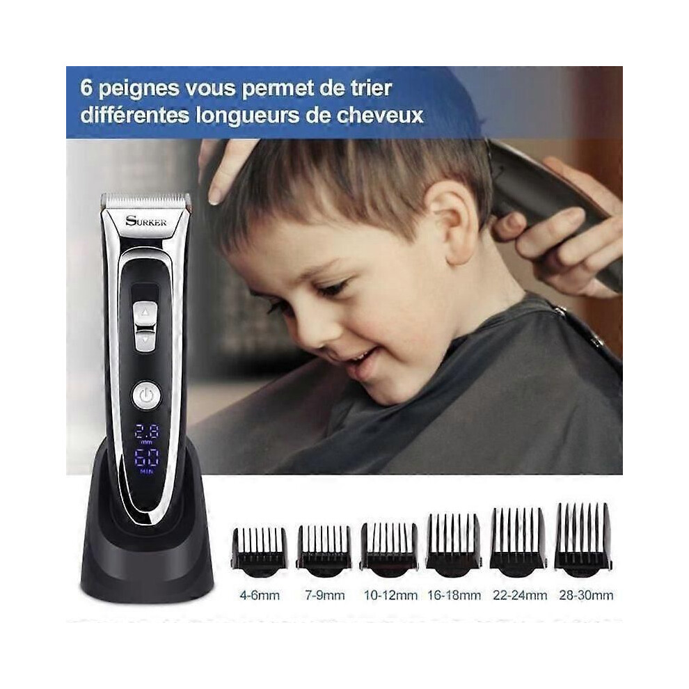 Tondeuse à cheveux électrique sans fil avec 7 embouts et écran LED pour ...
