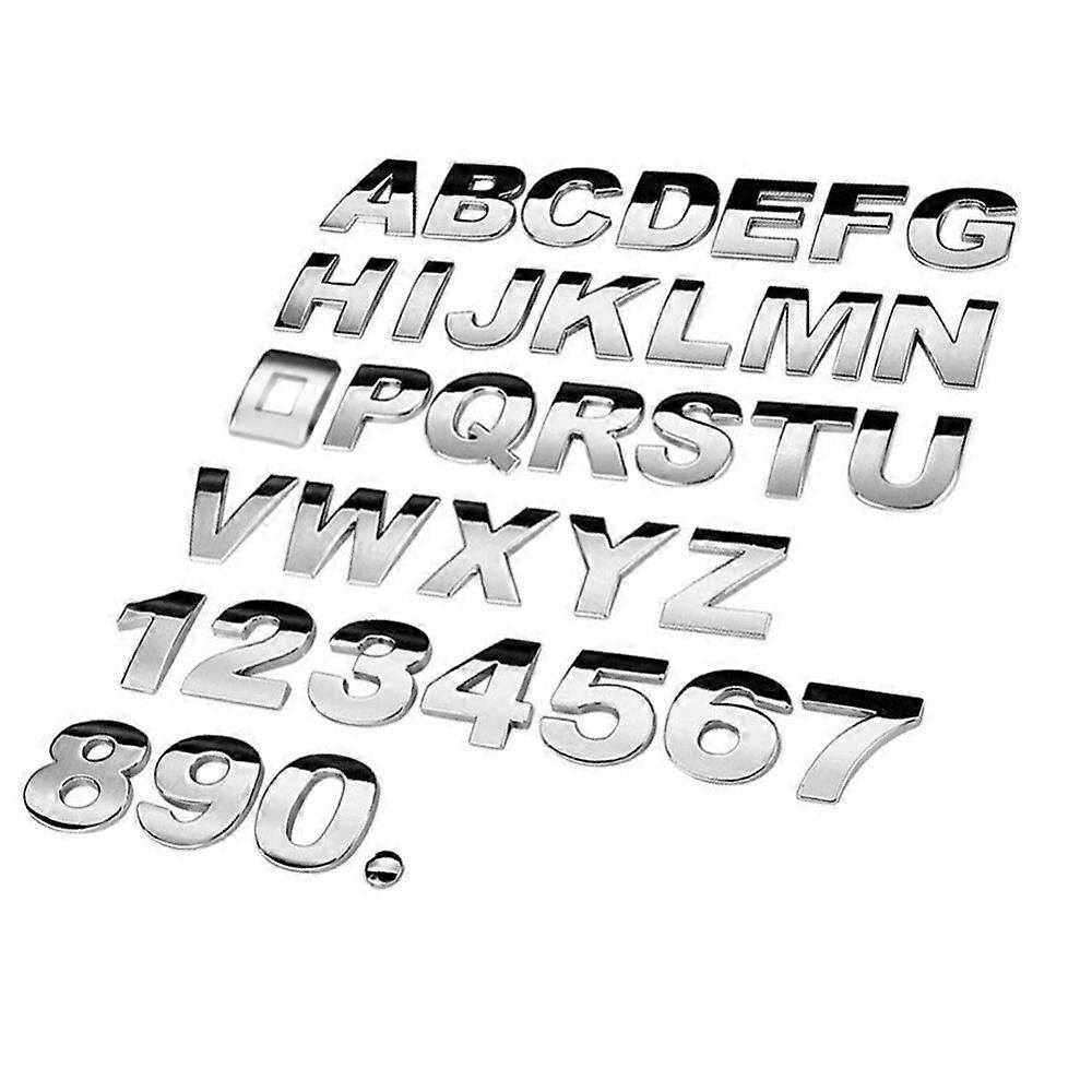 (Black9)3D Metal Alphabet Silver Badge Chrome Silver Letters Numbers ...