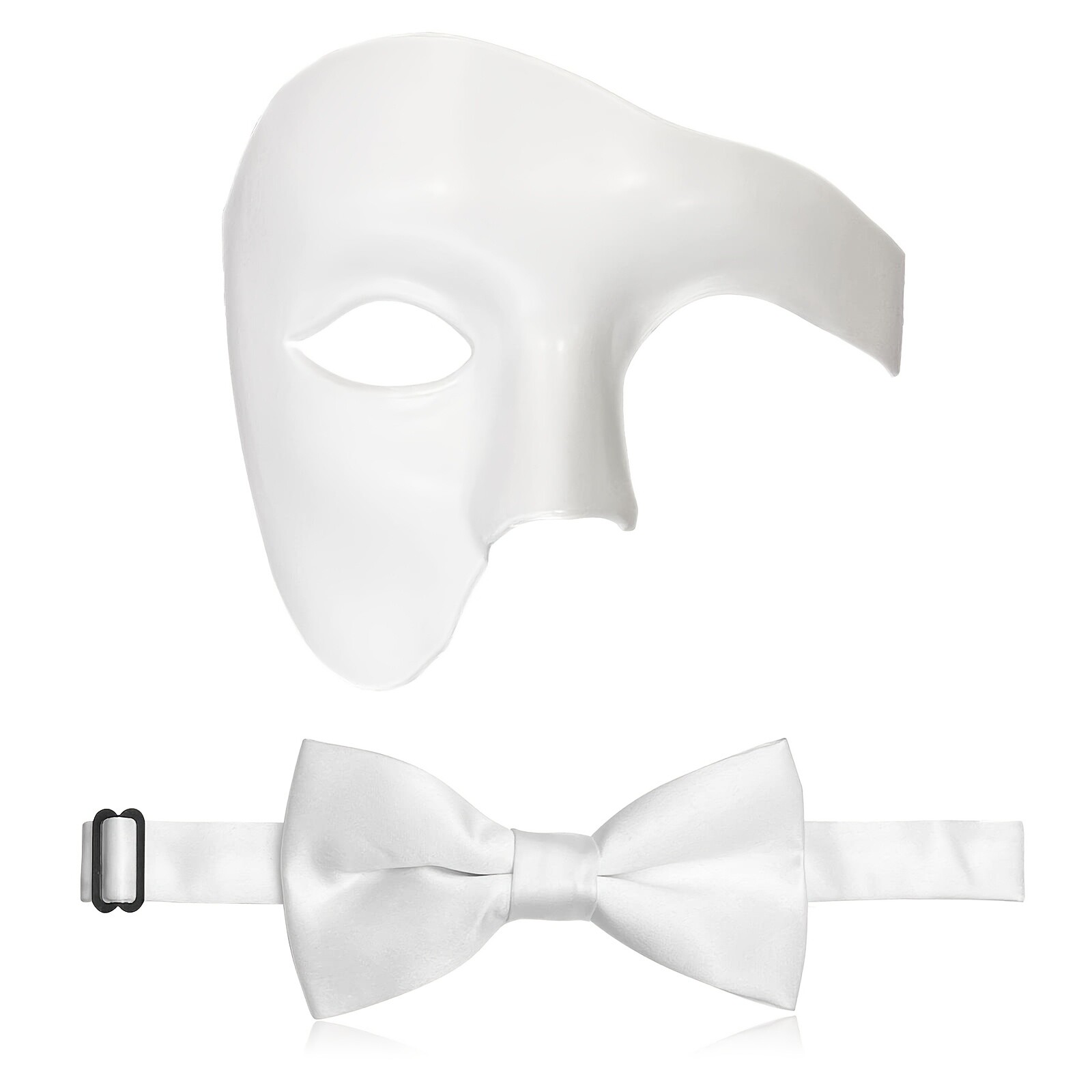 (White) 2pcs Masquerade Mask, Phantom of The Opera Half Face Mask with ...