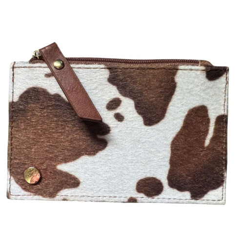 (Brown) Cow Print Coin & Card Faux Leather Mini Wallet on OnBuy