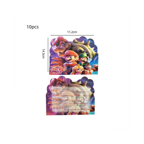 (10pcs Invitation Cards) Mario Party Super Happy Birthday Banner ...