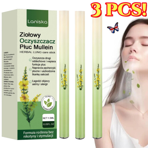 3X Herbal Diffuser Pen with Extracts Mullein Thyme Mint for Lung-Health ...