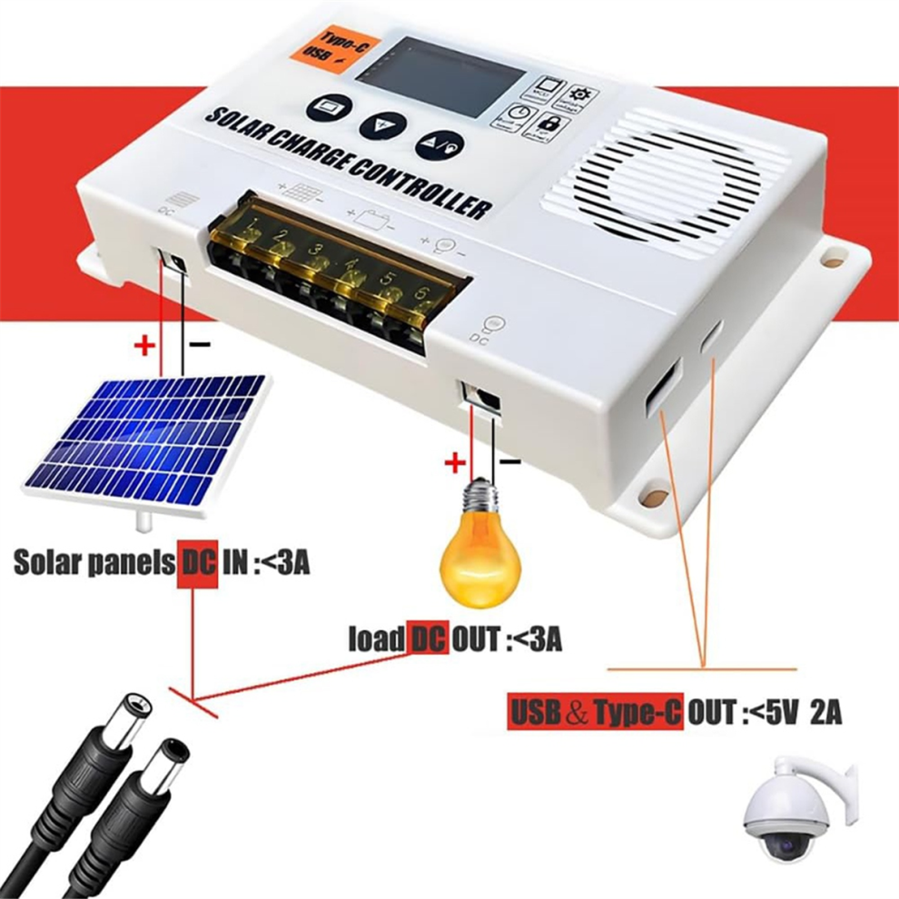 Contrôleur de charge solaire PWM 12/24 V 30 A, régulateur de panneau solaire on OnBuy