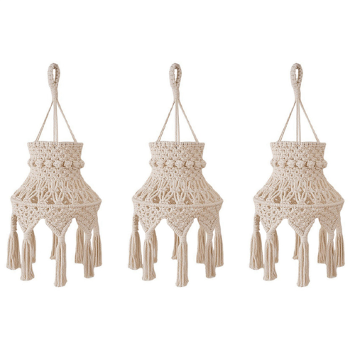 Abajur de macramê estilo boho, luminária pendente suspensa, abajur para ...