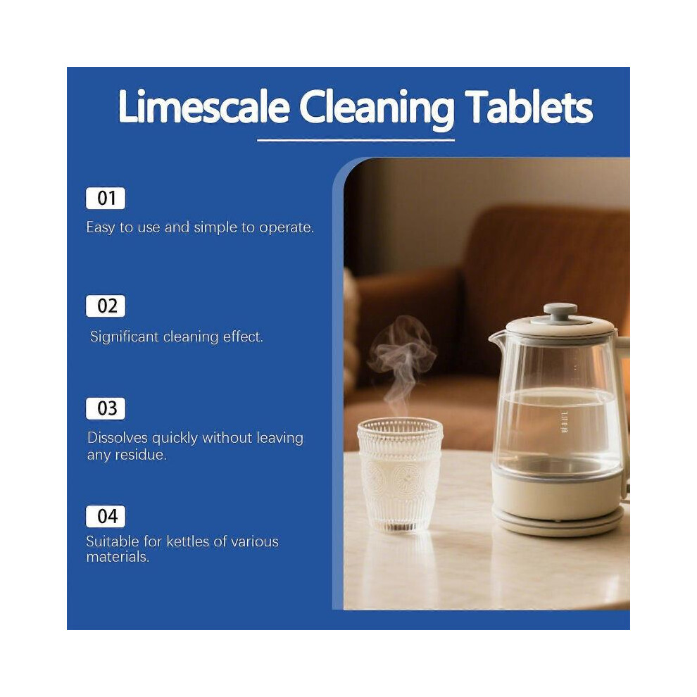 (1 Box) Limescale Cleaning Tablets for Kettle, Limescale Remover, Clean ...