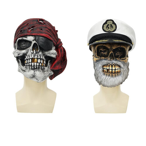 Halloween Horror Skull Mask Adult Skeleton Pirate Captain Cosplay Masks ...