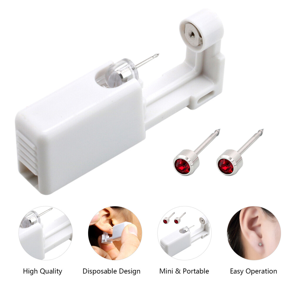 Self Ear Piercing Tool White - Easy Disposable Ear Piercer with Ear ...