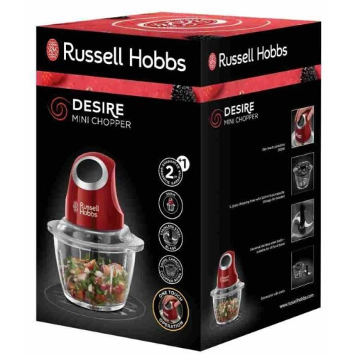 Mini Chopper - RUSSELL HOBBS - Desire 24660-56 - 200 W - 1 L Glass Bowl ...