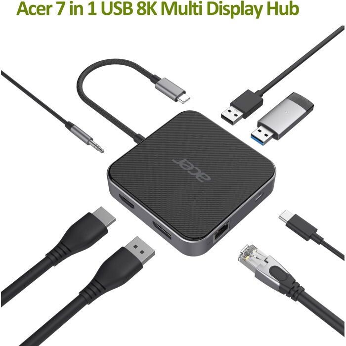 USB4-Dockingstation - Acer - 7in1 - 8K - Power Delivery 100W - 19g - 2x USB-A 2.0 on OnBuy