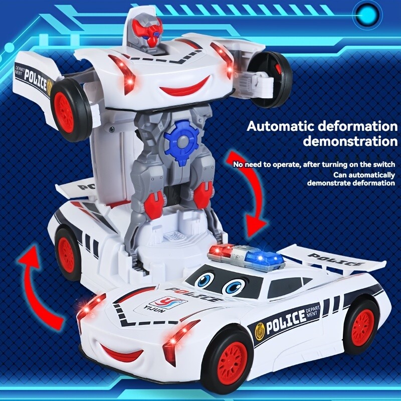 (Automatic Transforming Police Car (Random Knee and Face Colors)) 1pc ...