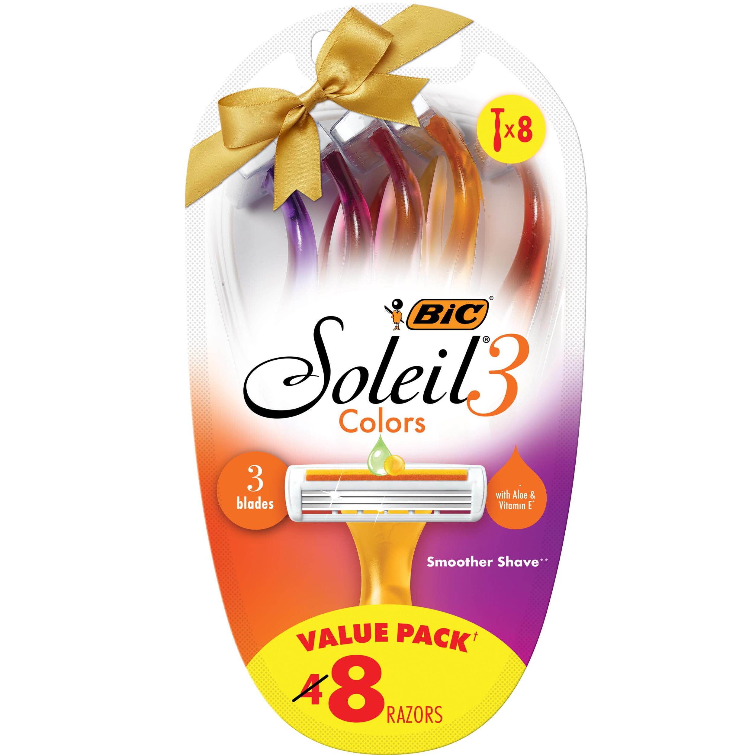 BIC Soleil Couleurs lisses rasoirs jetables pour femmes avec une bande ...