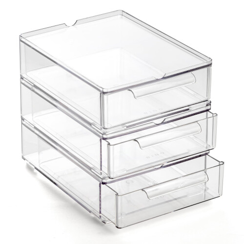 BINO | Clear Stackable Storage Drawers Small - 3 Pack | Clear Storage ...