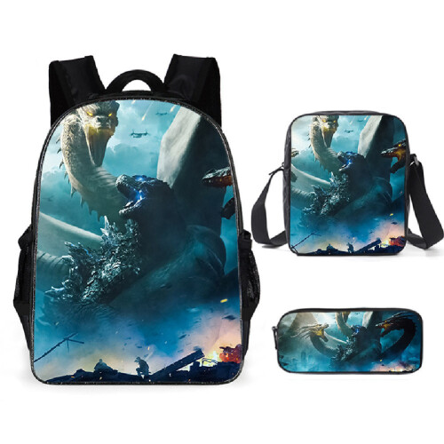 (Number 2) Cartoon Godzilla Anime Shoulder Bag Pencil Case Kids School ...