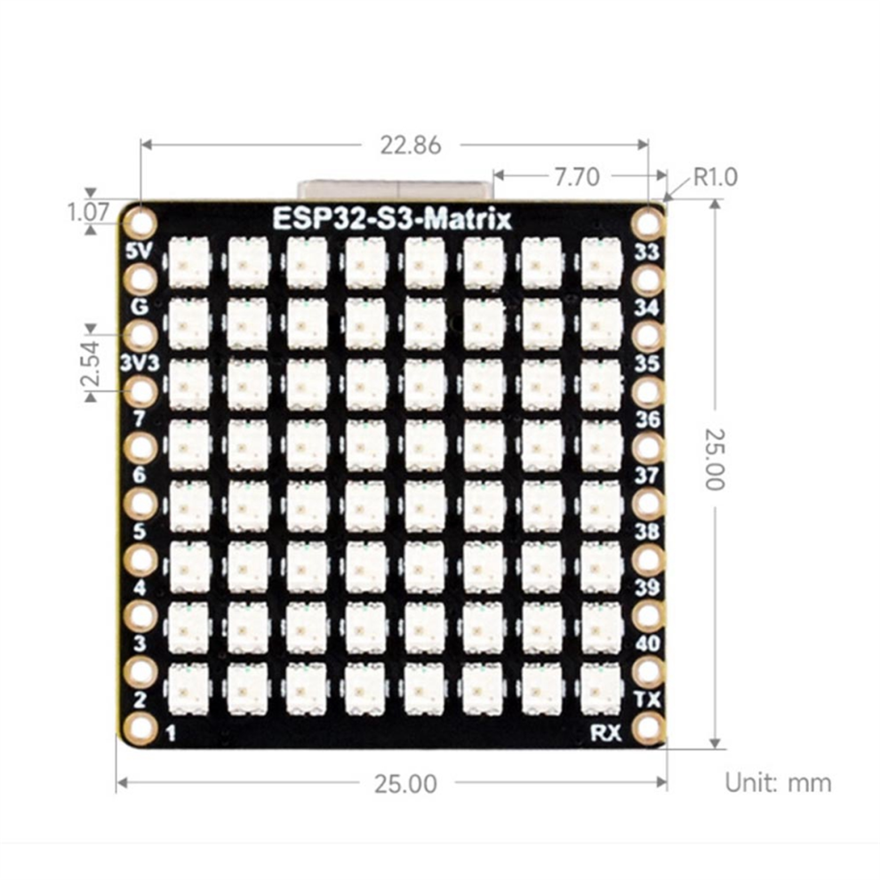 ESP32-S3 Mikro-Entwicklungsboard HAT 8x8 LED-Matrix on OnBuy