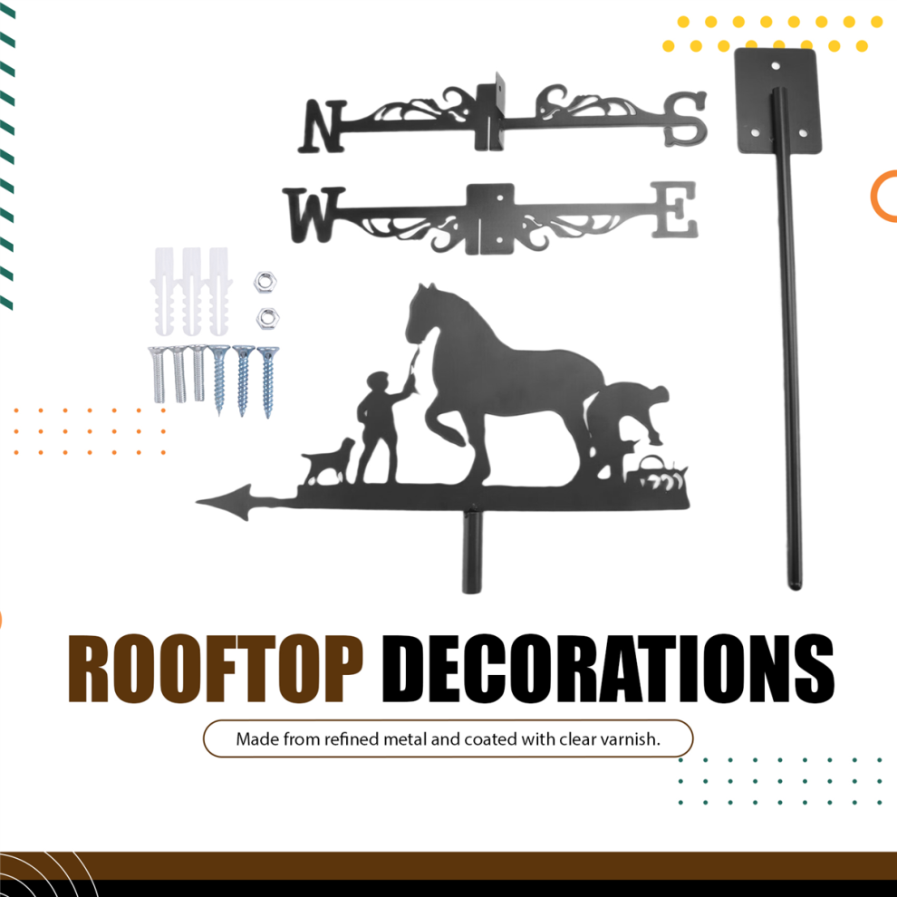 Metal Weathervane Farmer and Horse Mount Weather Vane Wind Direction I ...