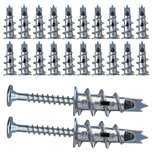 40 Pcs Metal Self Drive Anchor Plasterboard Dowels with Screws 4.5 x 3 ...