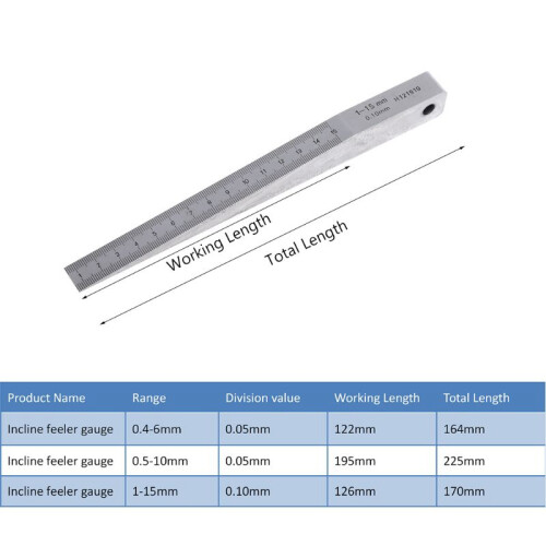 1-15MM Wedge Feeler Gauge Crack Flatness Layout Insert Welding Taper M ...