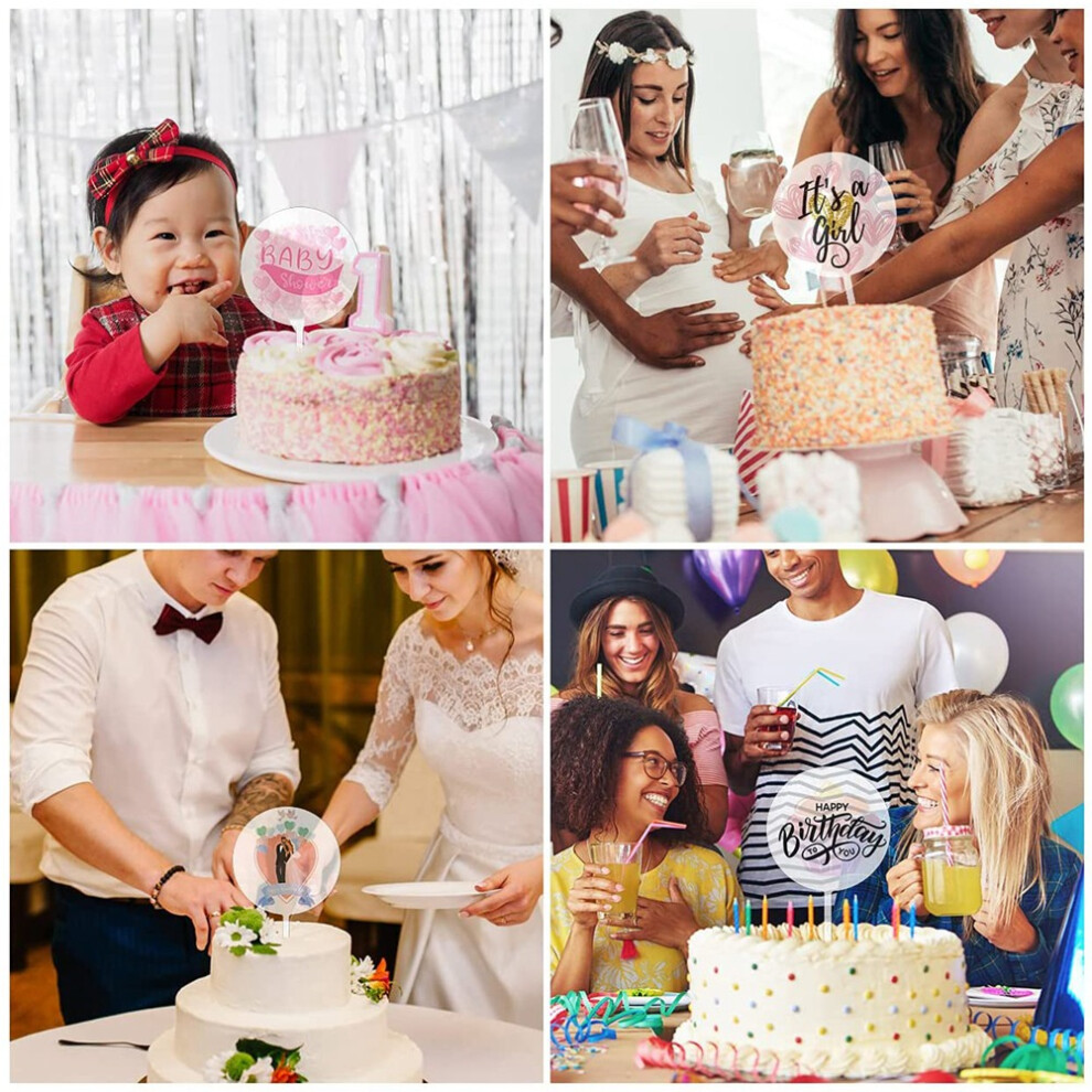 Toppers redondos de acrílico para bolo, círculos transparentes e em ...