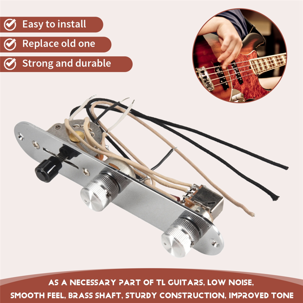 Prewired Guitar Control Plate Assembly,Loaded 3-Way Blade Switch Push ...