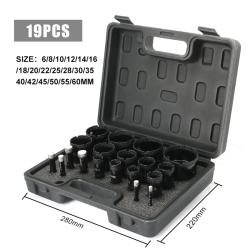 Diamond Cup Saw Coated Drill Bits Set 19Pcs 6-60mm Hole Kit for Stone ...