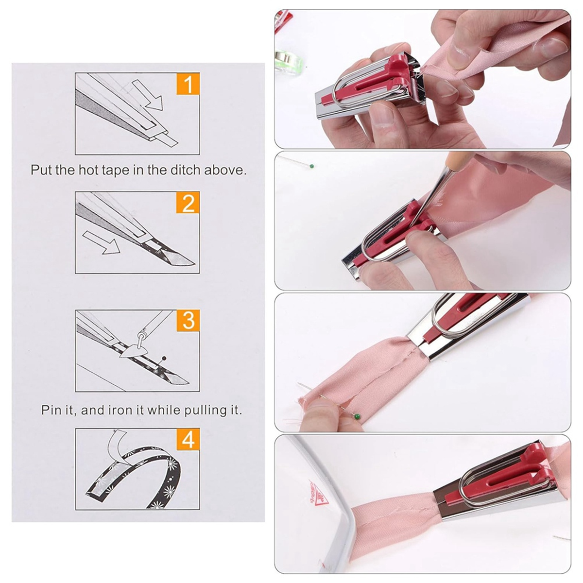 Tape Maker Kit 6mm 12mm 18mm 25mm 9mm Single and Double Fold Fabric Bi on OnBuy