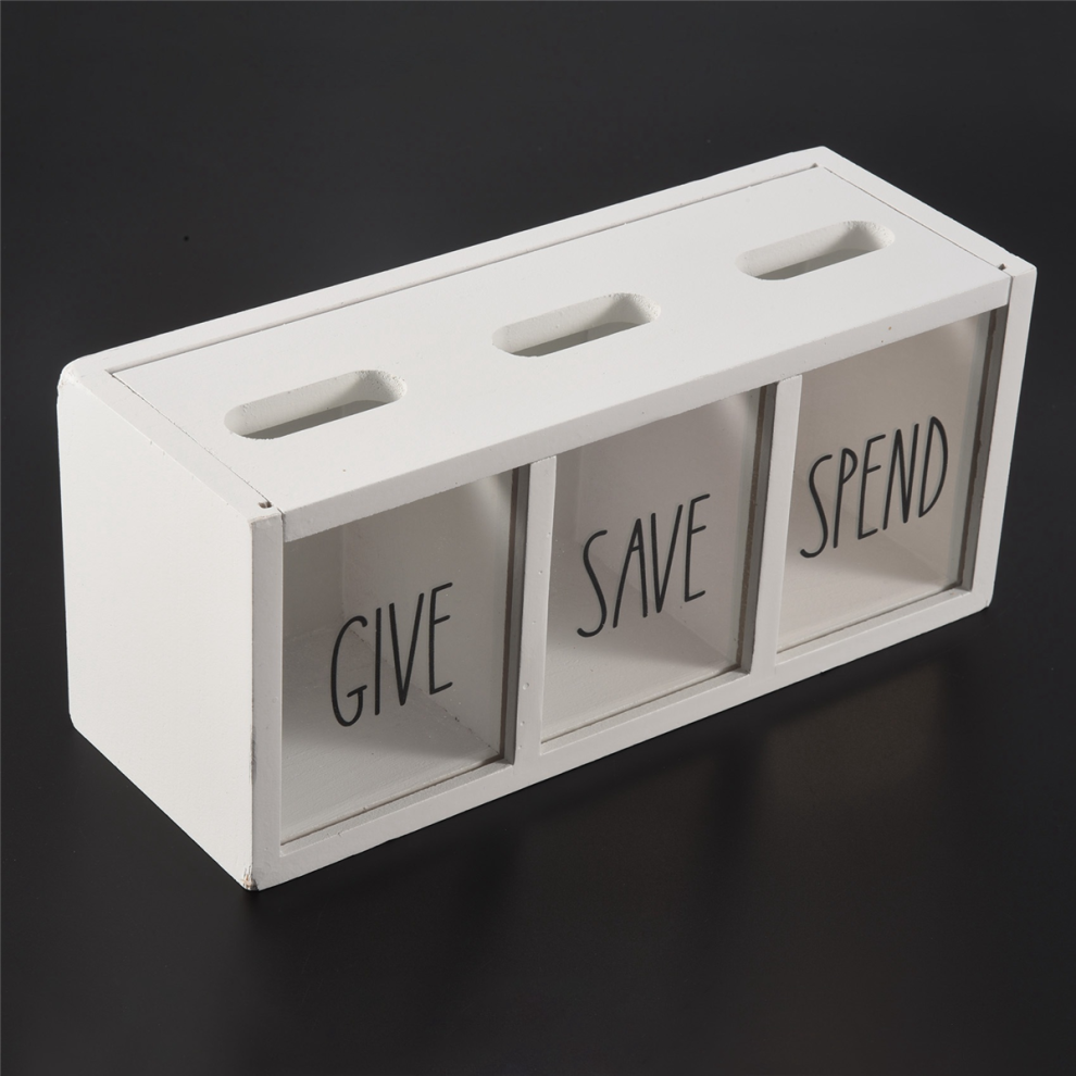 Wooden Give Save Spend Money Saving Box for Kids, Countertop Kid Piggy ...