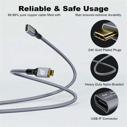 USB Extension Cable 4K Type-C Male to Female Ultra HD 20Gbps 240W Data ...