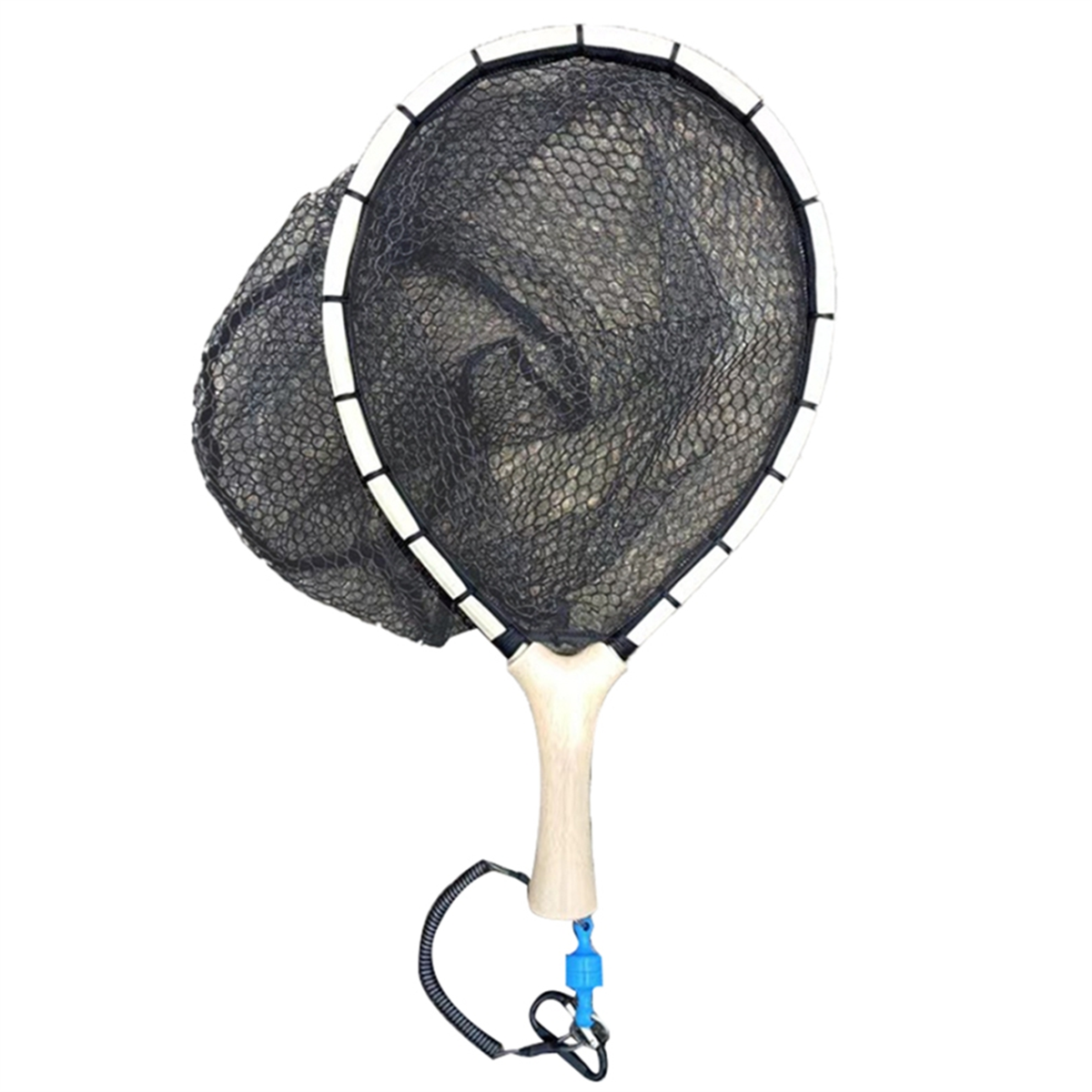 Filet de pêche à la mouche en nylon, manche antidérapant en bois, outil ...