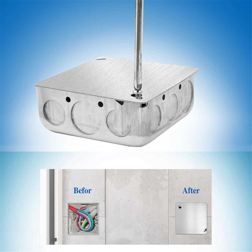 4x4In Metal Electrical Box Cover Plates, 4 Pcs Electric Junction Plate ...